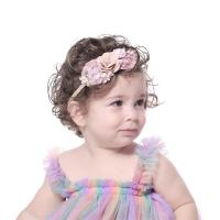 China Elastic Nylon Mesh Baby Hair Band with Pearl 13x6cm for Girls Wedding Accessories for sale
