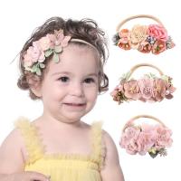 China Elastic Nylon Mesh Baby Hair Band with Pearl 13x6cm for Girls Wedding Accessories for sale