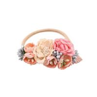 China Elastic Nylon Mesh Baby Hair Band with Pearl 13x6cm for Girls Wedding Accessories for sale