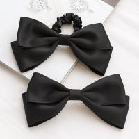 China Korean Black Bow Hair Clip for Fine Hair Horse Tail Decorative 15cm Women Girls for sale