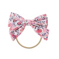 China Fabric Baby Headband Butterfly Elastic Printed Hair Accessories 9cm 6cm for sale