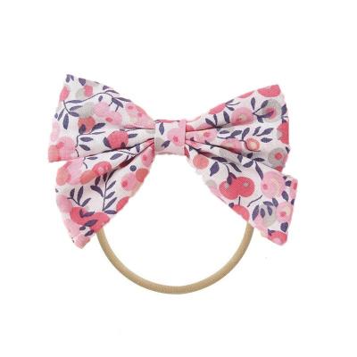 China Fabric Baby Headband Butterfly Elastic Printed Hair Accessories 9cm 6cm for sale