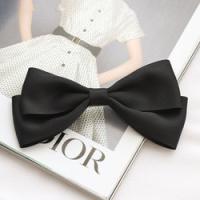 China Korean Black Bow Hair Clip for Fine Hair Horse Tail Decorative 15cm Women Girls for sale