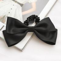 China Korean Black Bow Hair Clip for Fine Hair Horse Tail Decorative 15cm Women Girls for sale