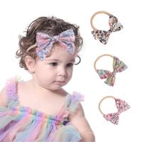 China Fabric Baby Headband Butterfly Elastic Printed Hair Accessories 9cm 6cm for sale