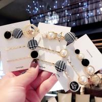 China Gold Pearl Hair Clip Wedding Pins Bangs Popular Three Piece Women Alloy Grip 10cm 14g for sale