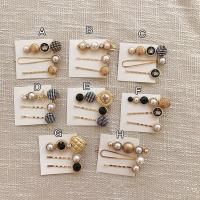 China Gold Pearl Hair Clip Wedding Pins Bangs Popular Three Piece Women Alloy Grip 10cm 14g for sale