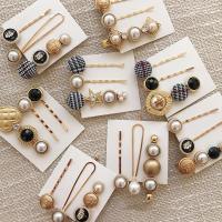 China Gold Pearl Hair Clip Wedding Pins Bangs Popular Three Piece Women Alloy Grip 10cm 14g for sale