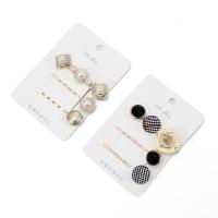 China Gold Pearl Hair Clip Wedding Pins Bangs Popular Three Piece Women Alloy Grip 10cm 14g for sale