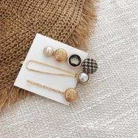 China Gold Pearl Hair Clip Wedding Pins Bangs Popular Three Piece Women Alloy Grip 10cm 14g for sale