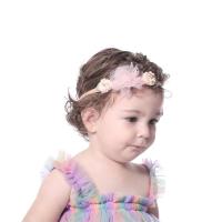 China Infant Baby Girls Nylon Headband with Pearl Flower 10x6cm Stretchy Hair Accessory for sale