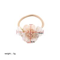 China Infant Baby Girls Nylon Headband with Pearl Flower 10x6cm Stretchy Hair Accessory for sale