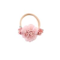 China Infant Baby Girls Nylon Headband with Pearl Flower 10x6cm Stretchy Hair Accessory for sale
