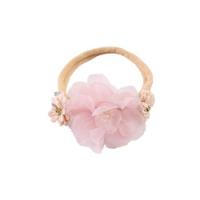 China Infant Baby Girls Nylon Headband with Pearl Flower 10x6cm Stretchy Hair Accessory for sale