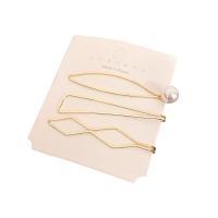China Women's 4 Piece Pearl Alloy Hair Clip Set Elegant Bangs Side Clip 10cm 30g for sale