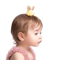 China Bulk Childrens Hair Accessories Organiser Shiny Rabbit Ears Lace Hair Ball Clip Girls 5.5x5cm for sale
