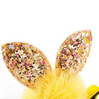 China Bulk Childrens Hair Accessories Organiser Shiny Rabbit Ears Lace Hair Ball Clip Girls 5.5x5cm for sale
