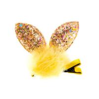 China Bulk Childrens Hair Accessories Organiser Shiny Rabbit Ears Lace Hair Ball Clip Girls 5.5x5cm for sale
