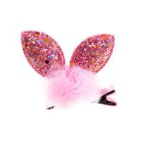 China Bulk Childrens Hair Accessories Organiser Shiny Rabbit Ears Lace Hair Ball Clip Girls 5.5x5cm for sale
