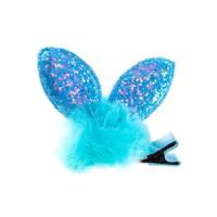 China Bulk Childrens Hair Accessories Organiser Shiny Rabbit Ears Lace Hair Ball Clip Girls 5.5x5cm for sale