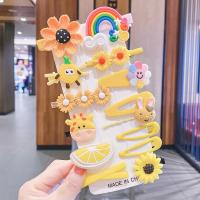 China 14pcs Yellow Children Hair Accessories Korean Lovely Ice Baby Hair Pins Set 4-6cm for sale