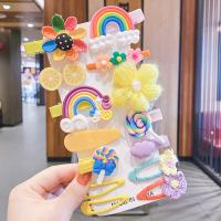 China 14pcs Yellow Children Hair Accessories Korean Lovely Ice Baby Hair Pins Set 4-6cm for sale