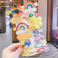China 14pcs Yellow Children Hair Accessories Korean Lovely Ice Baby Hair Pins Set 4-6cm for sale