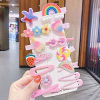 China 14pcs Yellow Children Hair Accessories Korean Lovely Ice Baby Hair Pins Set 4-6cm for sale