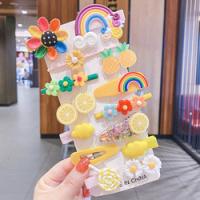 China 14pcs Yellow Children Hair Accessories Korean Lovely Ice Baby Hair Pins Set 4-6cm for sale
