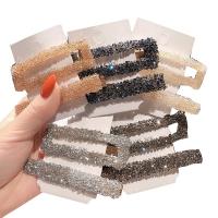 China Rhinestone Hair Pins Purple Pink Wedding Barrette Clips Bling Crystal Metal Diamond Snap 7cm 8.5cm for sale