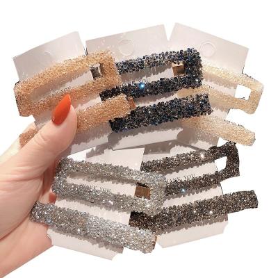 China Rhinestone Hair Pins Purple Pink Wedding Barrette Clips Bling Crystal Metal Diamond Snap 7cm 8.5cm for sale