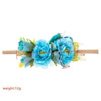 China Baby Girls Stretchy Nylon Headband with Simulation Rose Flower 11x6cm Soft Elastic Hair Band for sale