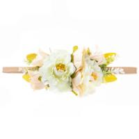 China Baby Girls Stretchy Nylon Headband with Simulation Rose Flower 11x6cm Soft Elastic Hair Band for sale