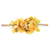 China Baby Girls Stretchy Nylon Headband with Simulation Rose Flower 11x6cm Soft Elastic Hair Band for sale