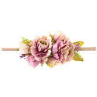 China Baby Girls Stretchy Nylon Headband with Simulation Rose Flower 11x6cm Soft Elastic Hair Band for sale
