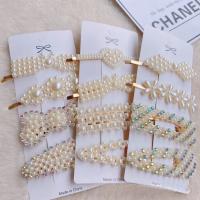 China White Imitation Pearl Hair Clip Barrette Sweet Metal Hairpin for Women Girls 20 Sets for sale