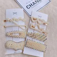 China White Imitation Pearl Hair Clip Barrette Sweet Metal Hairpin for Women Girls 20 Sets for sale