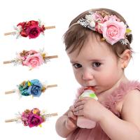 China Soft Baby Girl Headbands 0-3 Months 6-12 9-12 Simulated Flower Nylon Photography Props 13cm for sale