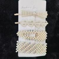 China White Imitation Pearl Hair Clip Barrette Sweet Metal Hairpin for Women Girls 20 Sets for sale