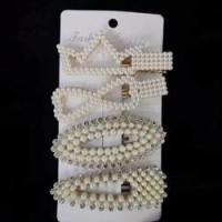 China White Imitation Pearl Hair Clip Barrette Sweet Metal Hairpin for Women Girls 20 Sets for sale