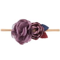 China Toddler Nylon Knot Headband with Simulated Stitching Flowers 6 Inch Baby Girl Hair Accessory for sale