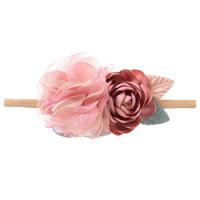 China Toddler Nylon Knot Headband with Simulated Stitching Flowers 6 Inch Baby Girl Hair Accessory for sale