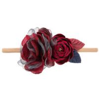 China Toddler Nylon Knot Headband with Simulated Stitching Flowers 6 Inch Baby Girl Hair Accessory for sale