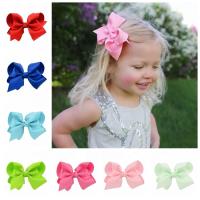 China 4 Inch Grosgrain Ribbon Hair Bows 20 Colors Solid Handmade Hair Clips for Baby Girls Kids for sale
