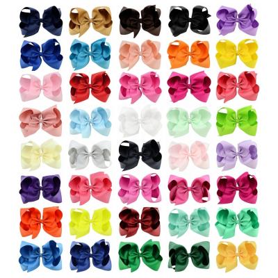 China 6 Inch Big Ribbon Hair Bows for Girls 40 Colors Polyester Kids Hair Clips for sale