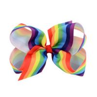 China 6 Inch Grosgrain Ribbon Bubble Flower Hair Bow for Baby Girls Kids Bright Colors for sale