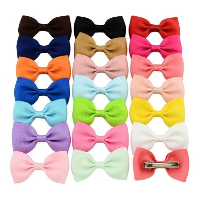 China 20 Colors Grosgrain Ribbon Hair Bows Alligator Clip 2.75 Inch Baby Girls Headbands for sale
