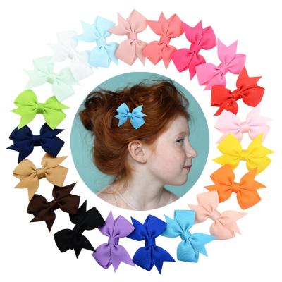 China Solid Color Grosgrain Ribbon Hair Clips Bows Handmade 5.5 cm Alligator Clips for Girls Kids for sale