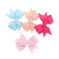 China Solid Color Grosgrain Ribbon Hair Clips Bows Handmade 5.5 cm Alligator Clips for Girls Kids for sale