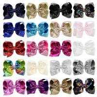 China Wholesale 8 Inch Sequin Bow Hair Clip for Baby Girls Cute Princess Christmas Party Hair Accessory for sale